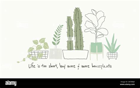 Cute Plant Lover Quote Template Vector Doodle For Blog Banner Stock