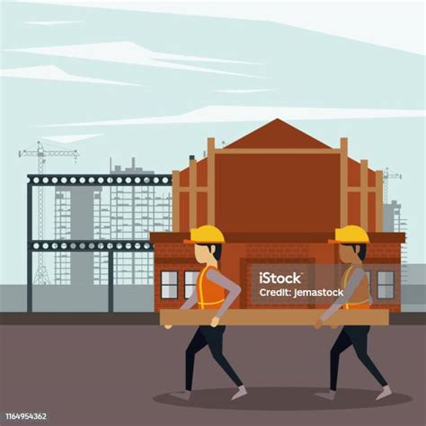 施工區有工人向量圖形及更多下面圖片 下面 人 厚板 Istock