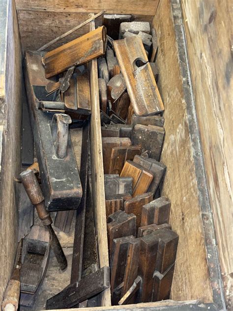 Pine Tool Box And Collection Of Moulding Planes Thomas Watson