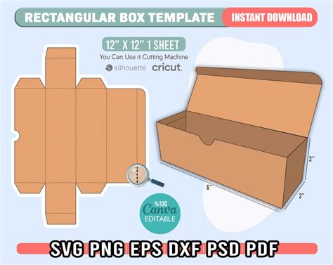 Rectangular Box Template Svg T Box Template Packaging Box Svg For Cricut Box Cut Template