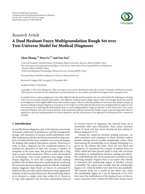 PDF A Dual Hesitant Fuzzy Multigranulation Rough Set Over Two