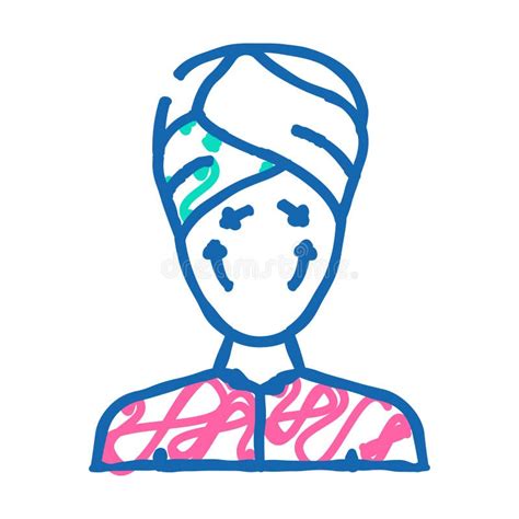 Lifting Facial Skin Icon Doodle Illustration Stock Vector