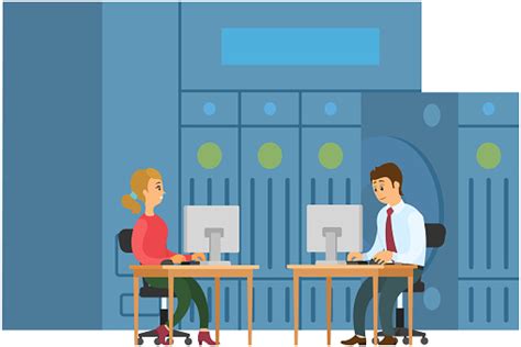 Web Hosting And Administrators In Virtual Server Room Datacenter And