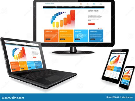 website template on multiple devices stock vector illustration of