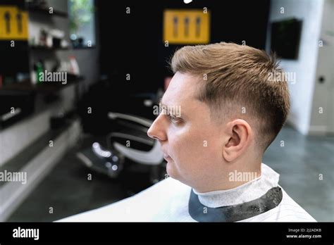 Visit To Barbershop Stylish Man Makes Fashionable Haircut Barber