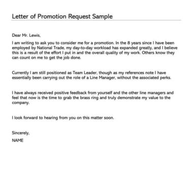 Promotion Request Letter Examples How To Write Templates