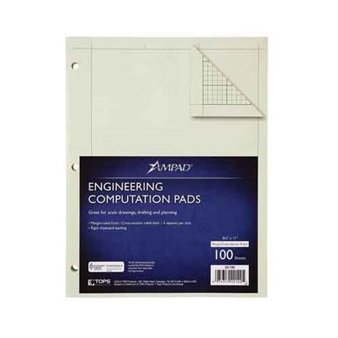 Ampad Engineers Computation Pad 8 12 X 11 Greentint 5 X 5 3 Hole