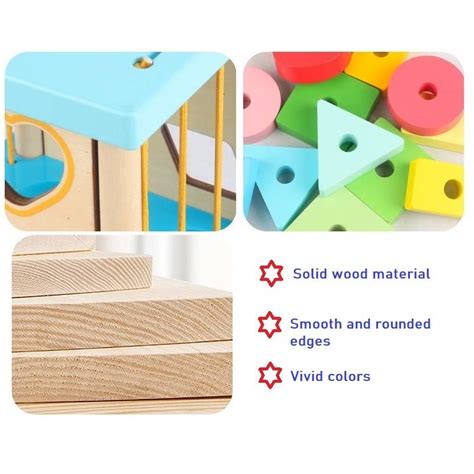 Образователна играчка дървено кубче 4 In 1 Със занимания тип Монтесори Сортиране на