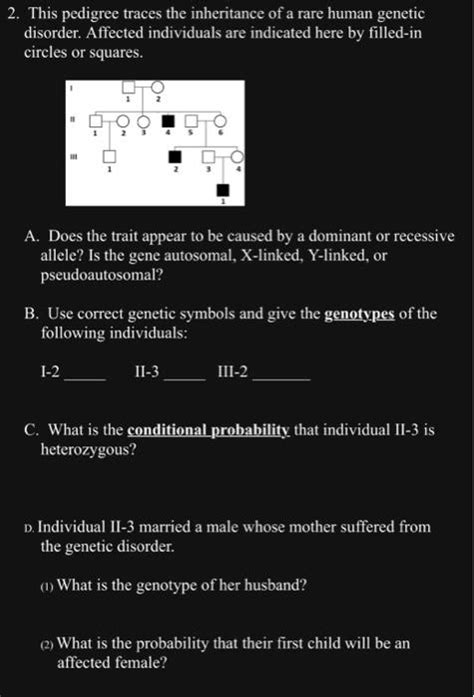 Solved 2 This Pedigree Traces The Inheritance Of A Rare Chegg