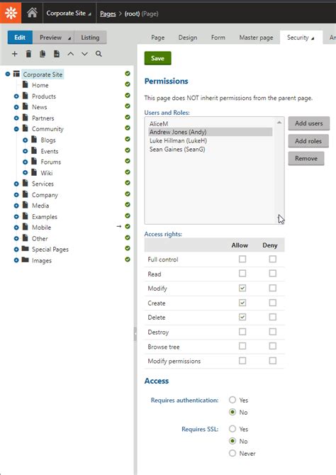 page level permissions acls create permission does not work unless