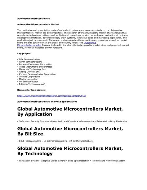 Automotive Microcontrollers Market By Devashree Agarkar Issuu