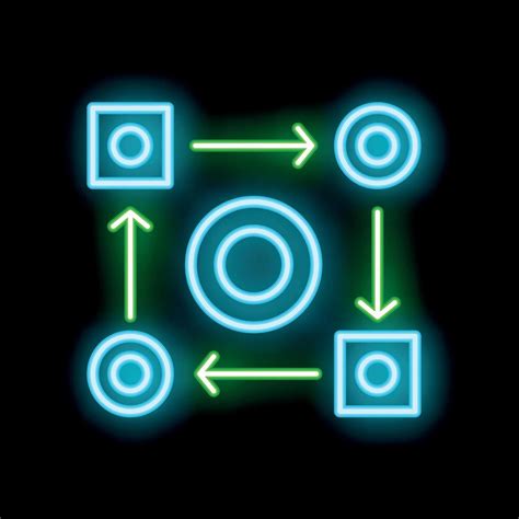 neon algorithm showing data processing with arrows and circles 52796382