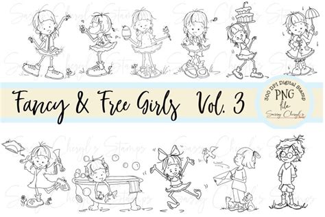 Fancy And Free Girls 3 Digital Stamp Bundle 11 Png Elements