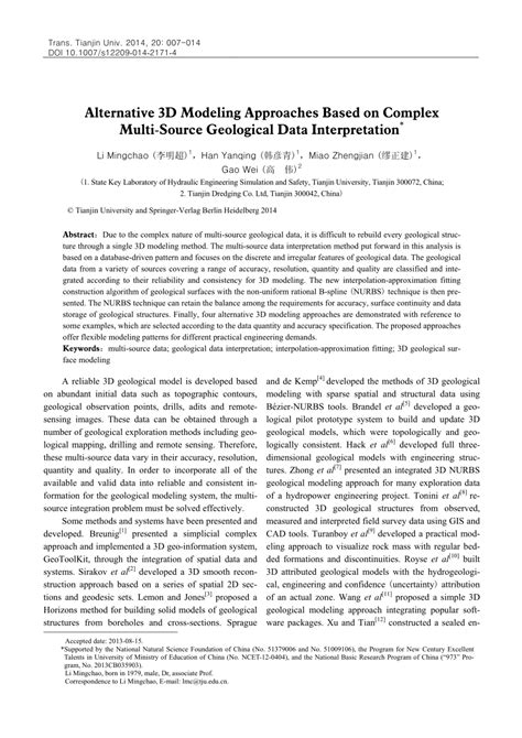 Pdf Alternative 3d Modeling Approaches Based On Complex Multi Source Geological Data
