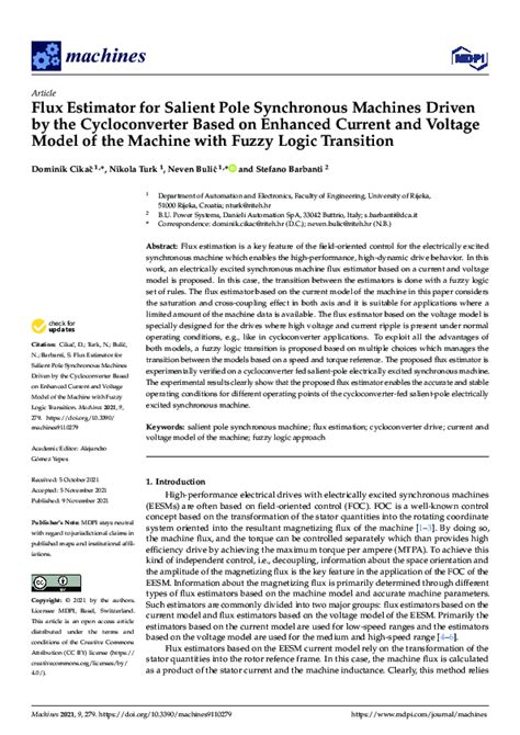 Pdf Flux Estimator For Salient Pole Synchronous Machines Driven By