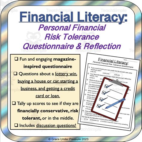 Financial Literacy Financial Risk Tolerance Questionnaire By Teach Simple