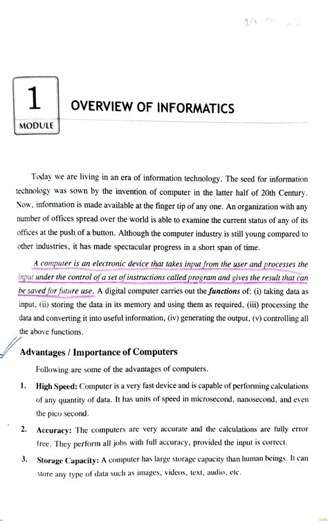 Informatics Ch 1 P1 1a O 1 Ov Overview Of Informatics Module Today