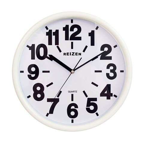 Reizen Low Vision Quartz Wall Clock White Face Black No