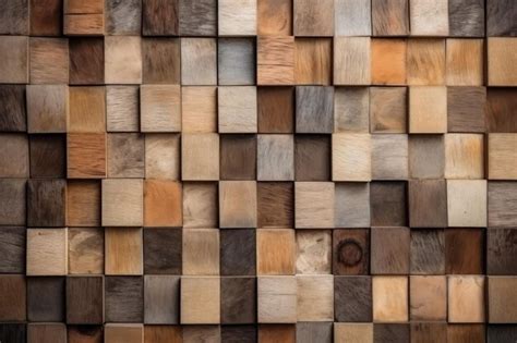 A Wall Of Wood Cubes Premium Ai Generated Image