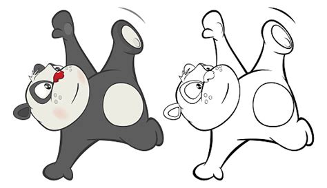 당신이 디자인 및 컴퓨터 게임에 대 한 귀여운 만화 캐릭터 팬더의 벡터 일러스트 레이 션 색칠 하기 책 개요 세트 곰에 대한 스톡 벡터 아트 및 기타 이미지 Istock