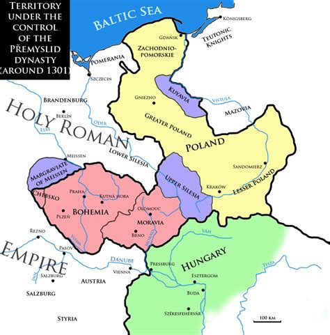 Kingdom Of Bohemia Premyslid Bohemia Map