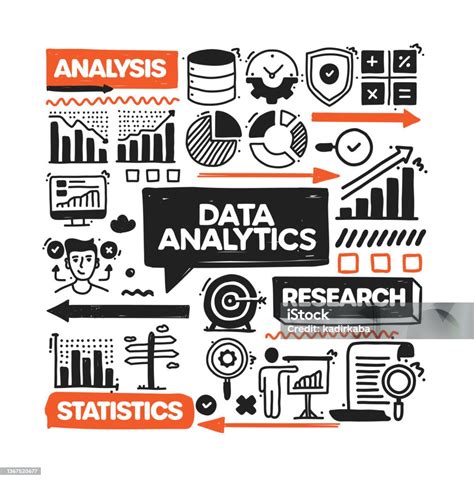 Vetores De Objeto E Elementos Da Data Analytics Coleção De Ilustração