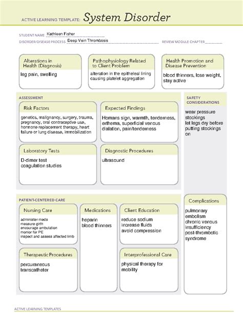 Pulmonary Embolism System Disorder Template Br