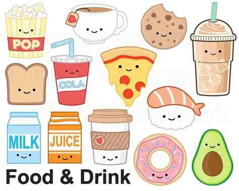 Kawaii Food Clipart Breakfast Clipart Kawaii Coffee Kawaii Sushi