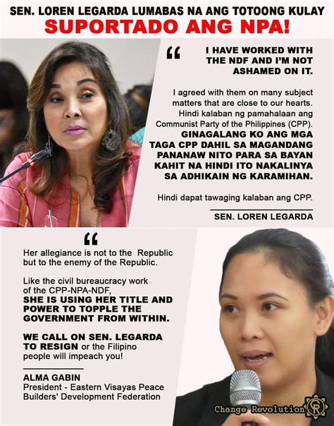 Sen Loren Legarda Suportado Ang CPP NPA NDF