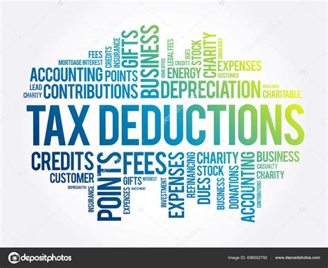 Tax Deductions Word Cloud Collage Business Concept Background Stock