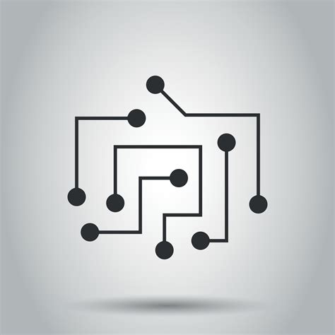 Circuit Board Icon In Flat Style Technology Microchip Vector