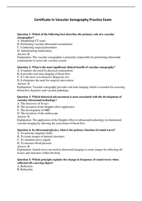 Certificate In Vascular Sonography Practice Exam Computers Stuvia Us