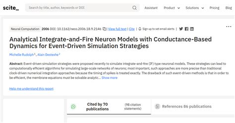 Citation Report Analytical Integrate And Fire Neuron Models With Conductance Based Dynamics