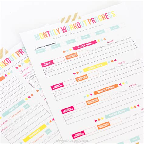 Editable Printable Workout Schedule Printable Crush