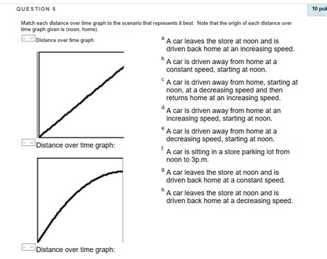 Solved Question 5 10 Poi Match Each Distance Over Time Graph