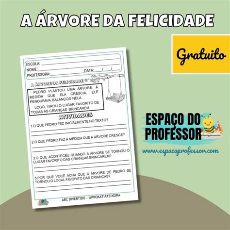 Atividade grátis Dia da Árvore texto e cenário