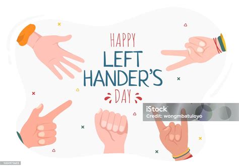 국제 왼손잡이의 날 축하 그녀의 왼손으로 8 월에 만화 스타일의 배경 일러스트레이션으로 제기 8월에 대한 스톡 벡터 아트 및 기타 이미지 Istock