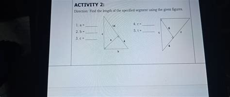 Solved Activity 2 Direction Find The Length Of The Specified Segment