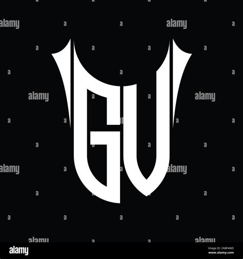 Gv Logo Monogram Shield Sharp Half Round Shape Vector Images Design
