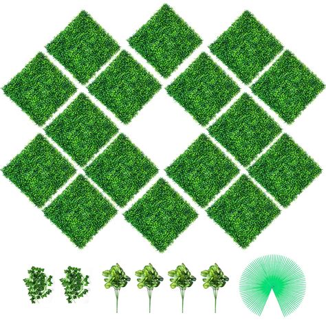 Vevor Grass Wall Panels 16 Pcs 20x20 Boxwood Hedge Wall Panels Pe