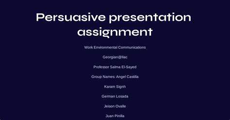 Persuasive Presentation Assignment