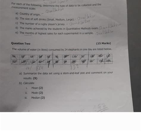 Solved For Each Of The Following Determine The Type Of Data Chegg