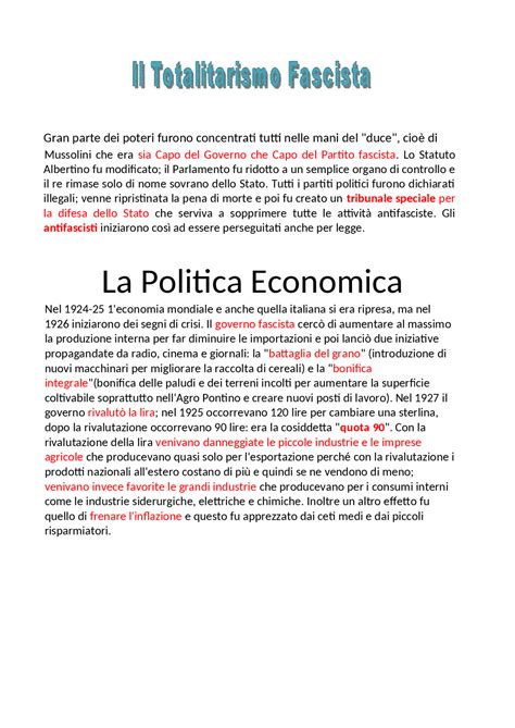Il Fascismo Storia Docsity