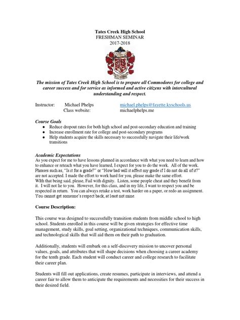 Freshmen Seminar Syllabus 2017 28 Download Free Pdf Classroom