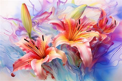 Abstract Interpretation Of A Lily Bouquet Using Creative Techniques