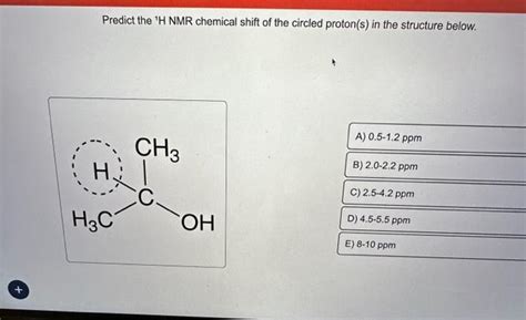 Solved Predict The 1h Nmr Chemical Shift Of The Circled