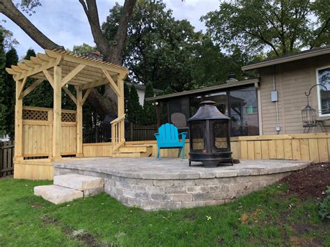 Wood Deck And Pergola With Belgard Patio In Palatine Il Traditional