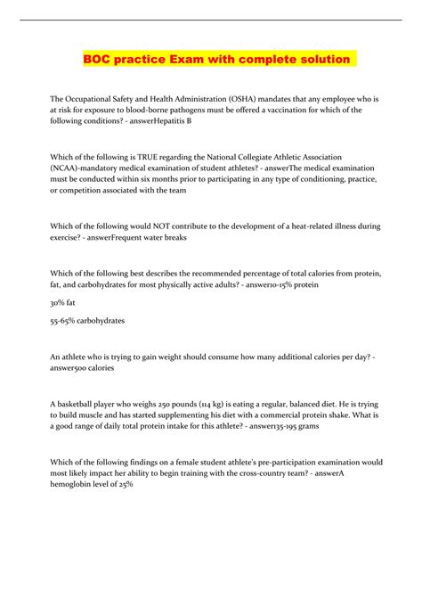 BOC Practice Exam With Complete Solution BOC Stuvia US