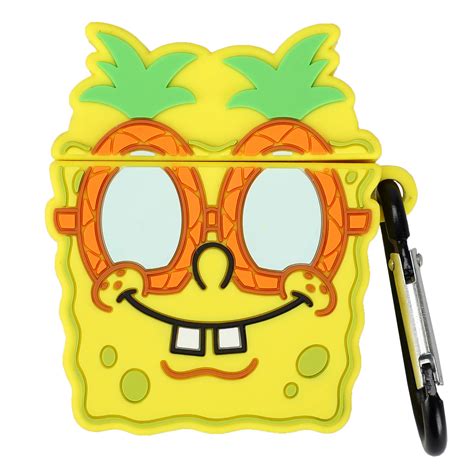 Spongebob Pineapple Glasses Airpod Case With Carabiner Hook