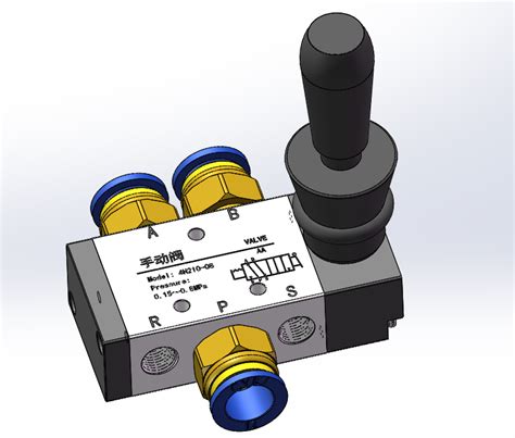 气路手动阀（手扳阀）solidworks 2019模型图纸下载 懒石网